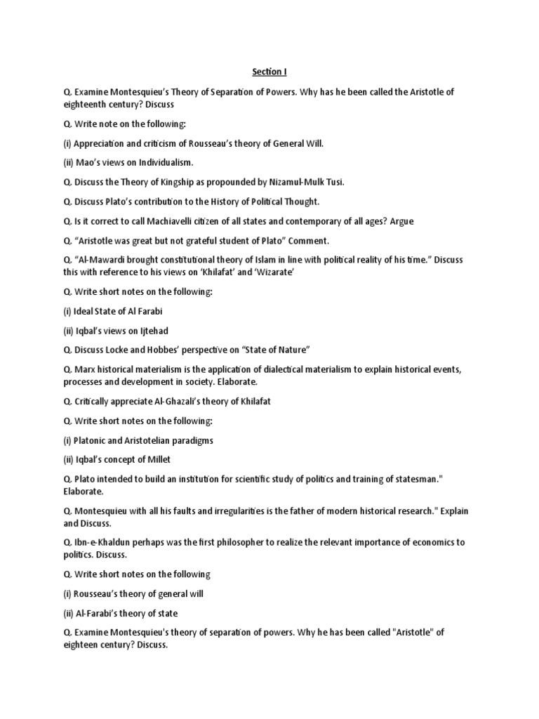 Past Papers (Paper I) | PDF | Democracy | Political Ideologies