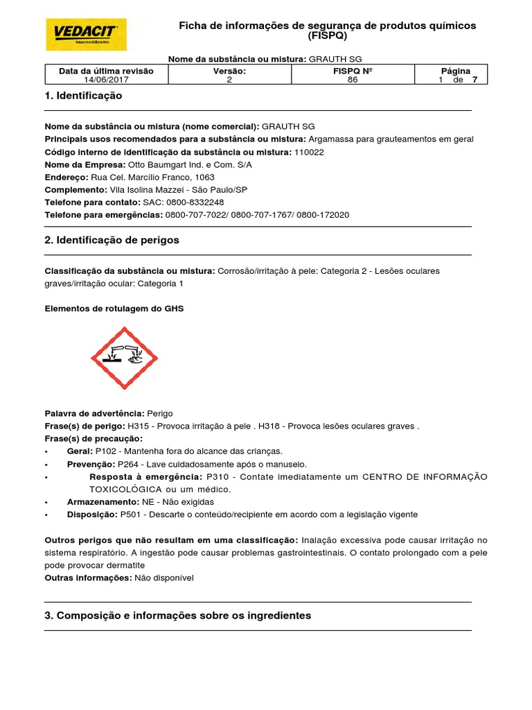 Grauth SG | Download grátis PDF | Embalagem e rotulagem | Química