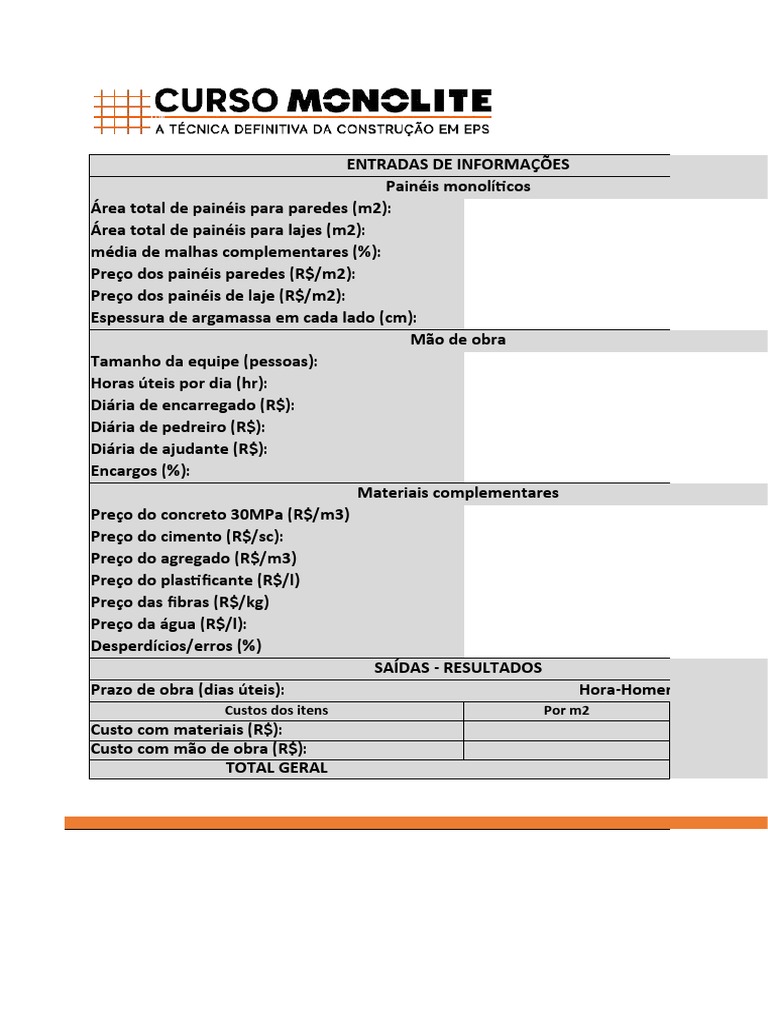 Sistema Monolite - Rendimentos - Completo | PDF | Elementos ...