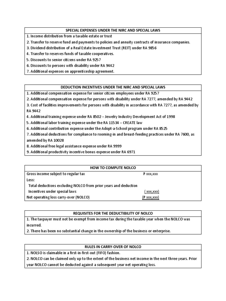 CHAPTER 13 B - Special Allowable Itemized Deductions and NOLCO | PDF ...