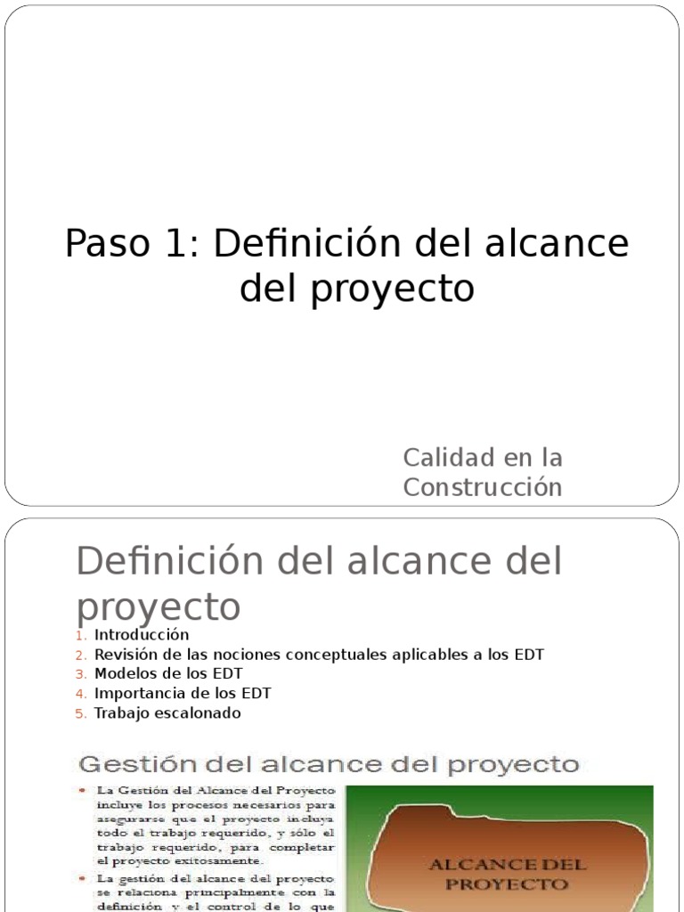 Paso 1 Definicion Del Alcance para Calidad en Construccion - Compress | PDF