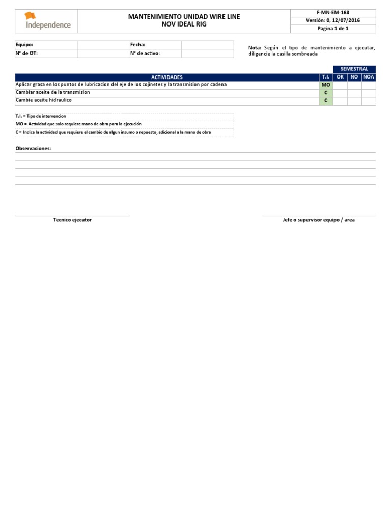 Mantenimiento Unidad Wire Line Nov Ideal Rig V - 00 | PDF