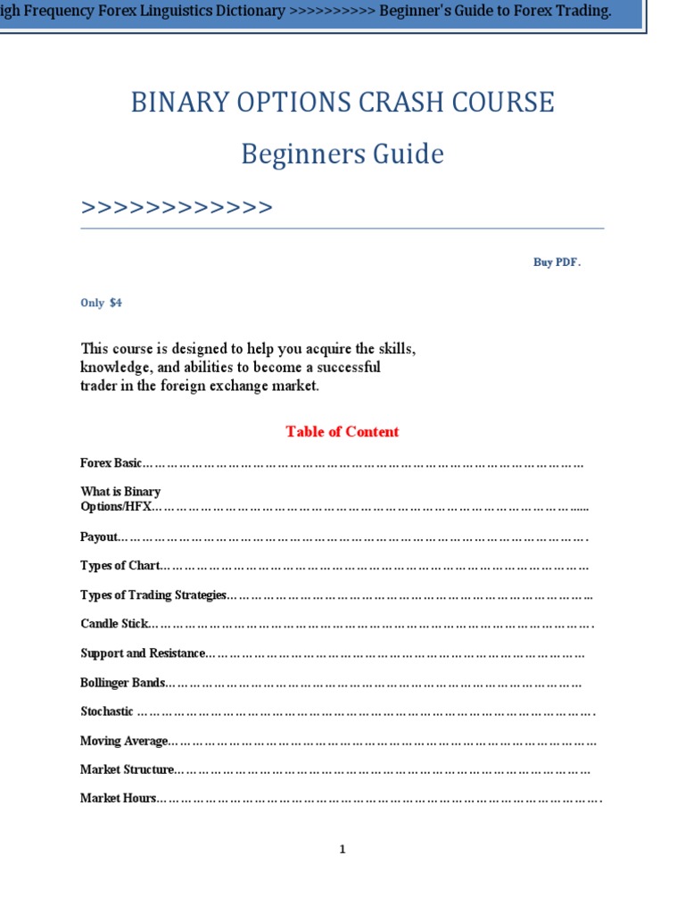 Binary Options Crash Course | PDF | Foreign Exchange Market | Trade Binary Options Crash Course | PDF | Foreign Exchange Market | Trade