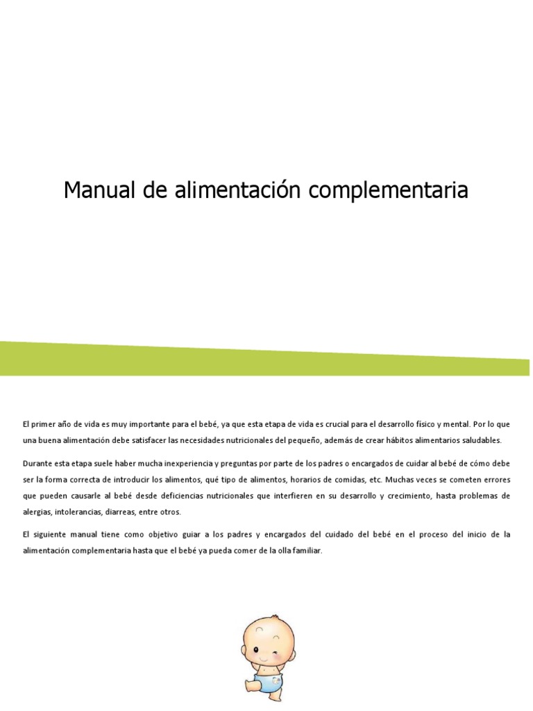 Manual de Alimentacion Complementaria | PDF | Alimentos | Amamantamiento