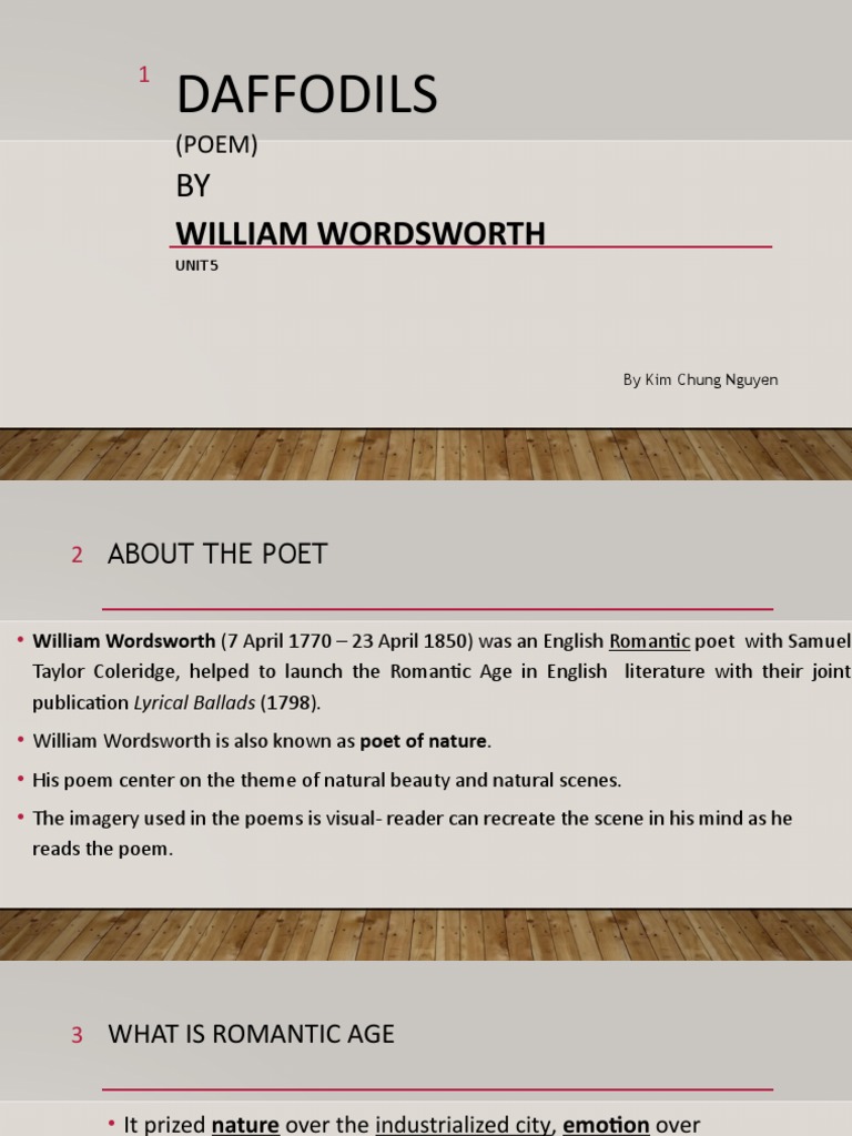 Daffodils. Ppt | PDF | Poetry | Romanticism