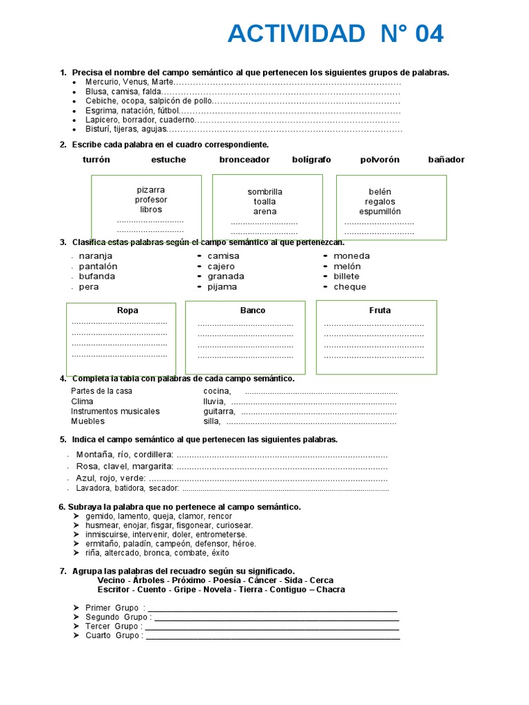 Análisis semántico de palabras y clasificación en campos semánticos ...