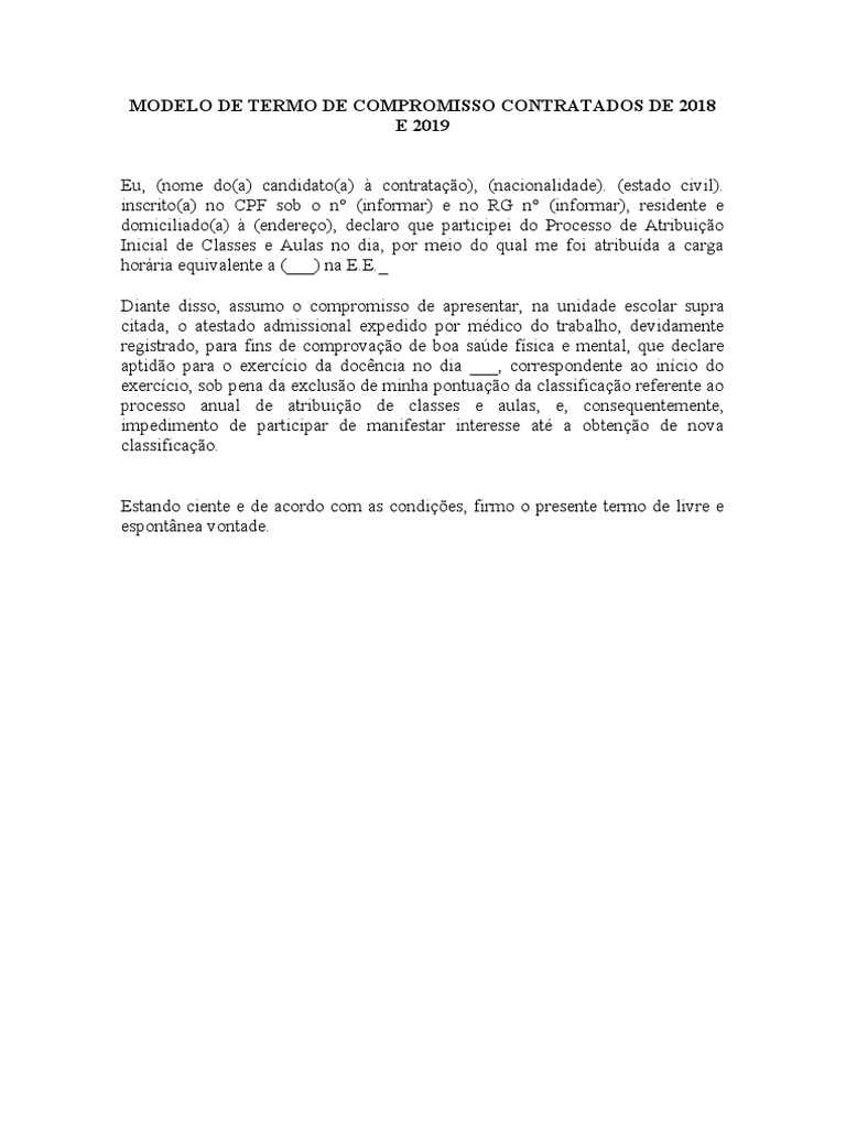 MODELO DE TERMO DE COMPROMISSO - SEDUC - Temporário - Versão Final Pós ...