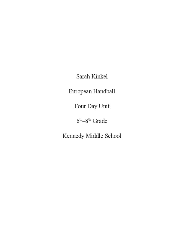 European Handball Unit Plan for Grades 6-8 | PDF | Teams | Rules
