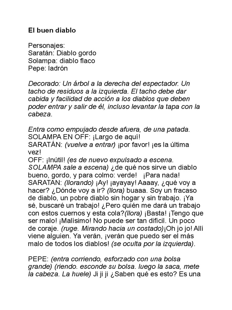 TITo SANCHEZ VERA - El Diablo Bueno Adaptación | PDF