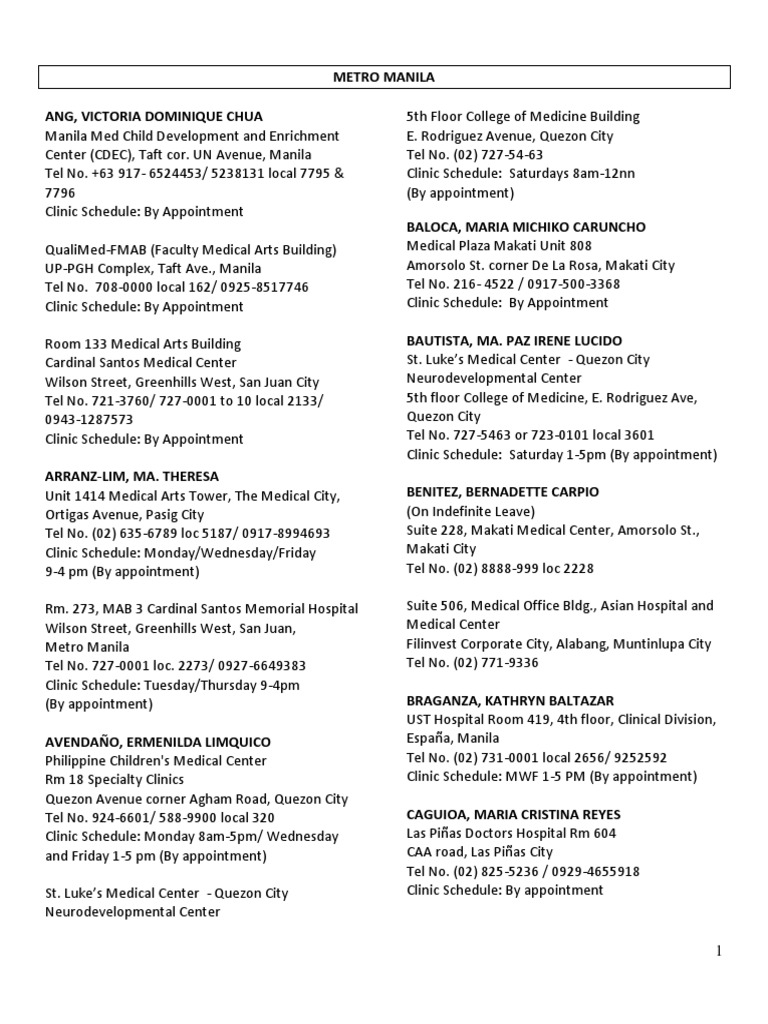 Doctors Directory | Download Free PDF | Metro Manila | Makati