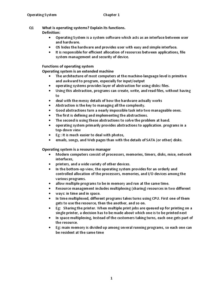 Unit 1 Chap 1 Pdf Operating System Kernel Operating System