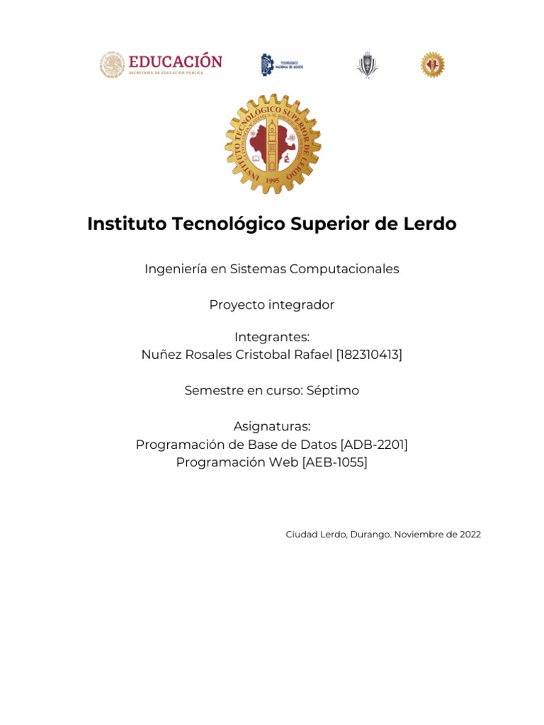 Proyecto Integrador (182310413) | PDF | HTML | Script Java