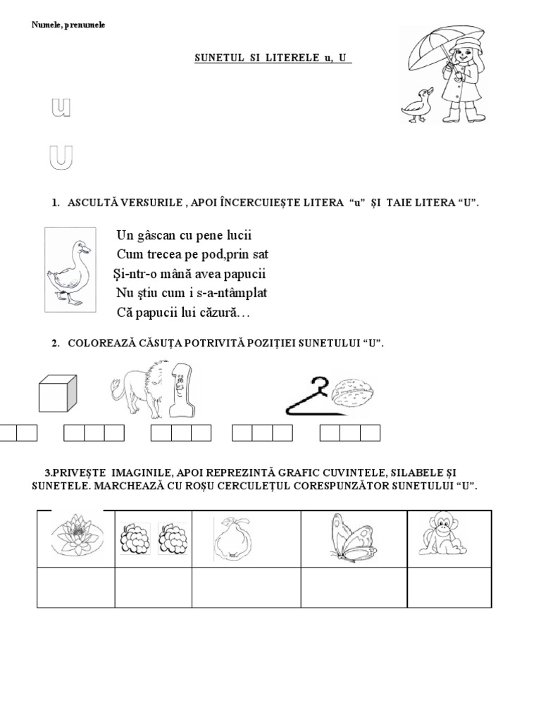 0 Sunetul Si Litera U | PDF