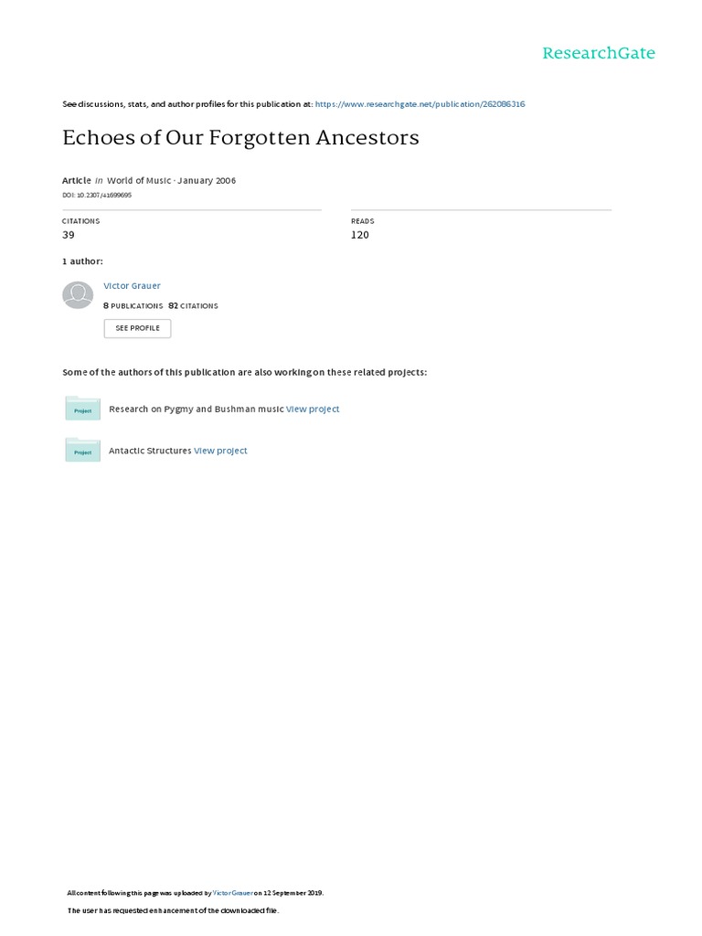 Echoes of Our Forgotten Ancestors VICTOR GRAUER | PDF | Africa | Human Echoes of Our Forgotten Ancestors VICTOR GRAUER | PDF | Africa | Human