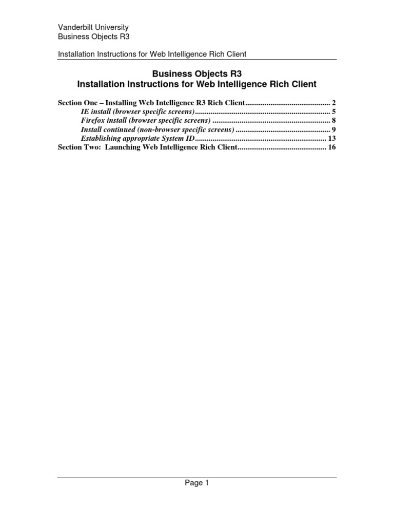 R3 Webi Rich Client Install Instructions | PDF | Web Browser | World ...