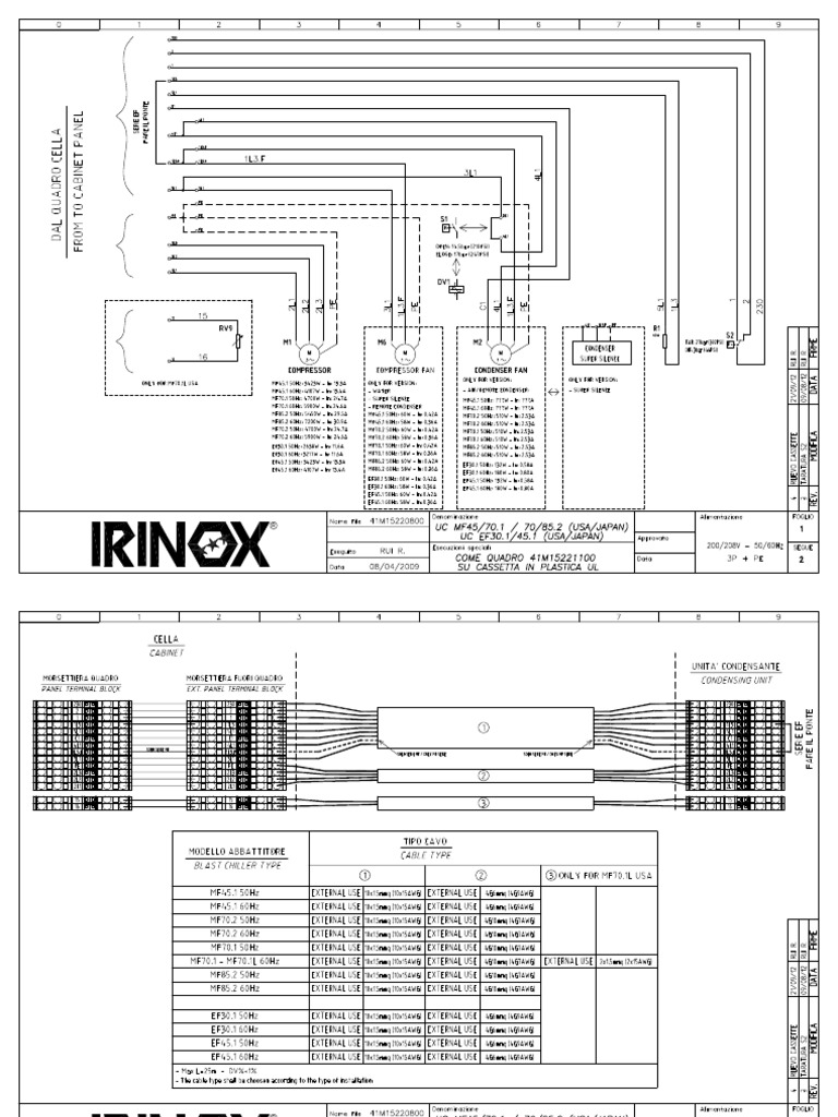 Irinox Electrical Diagram MF 45.1, 70.1L, EF 30-Reachin Remote Condenser | PDF