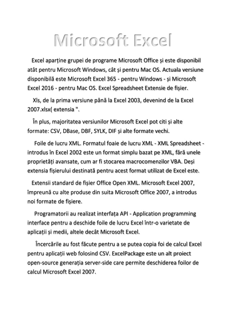 Referat TIC MS Excel | PDF
