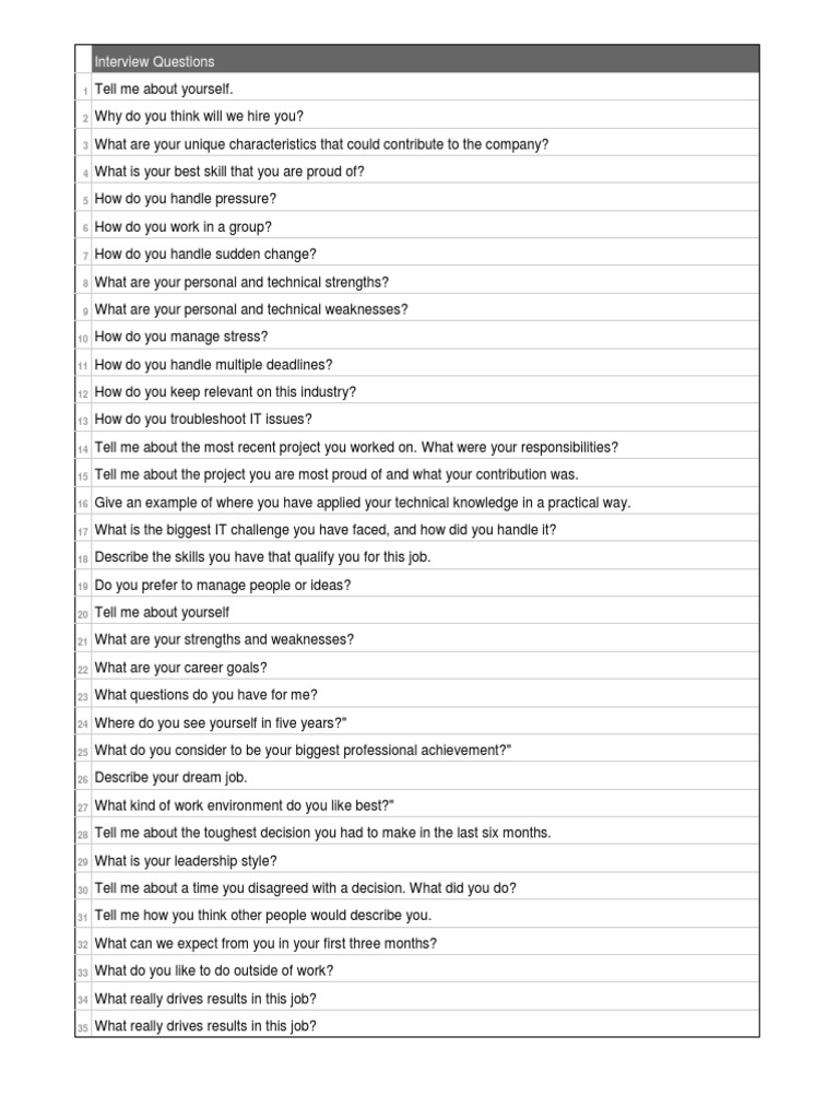 Interview Questions For OJT | PDF