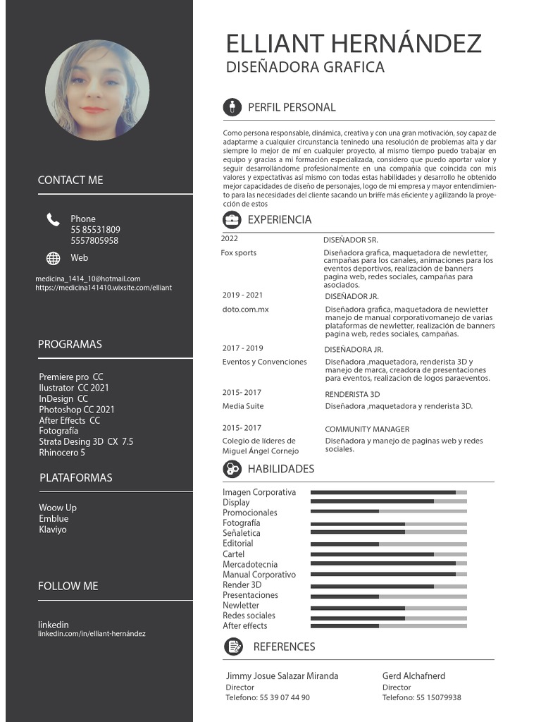 CV Elliant Hernandez 2022 | PDF | Diseño gráfico | Comunicación