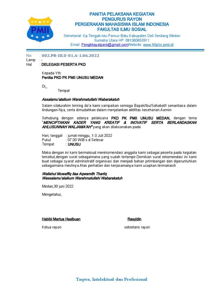 Surat Rekomandasi Pmii | PDF