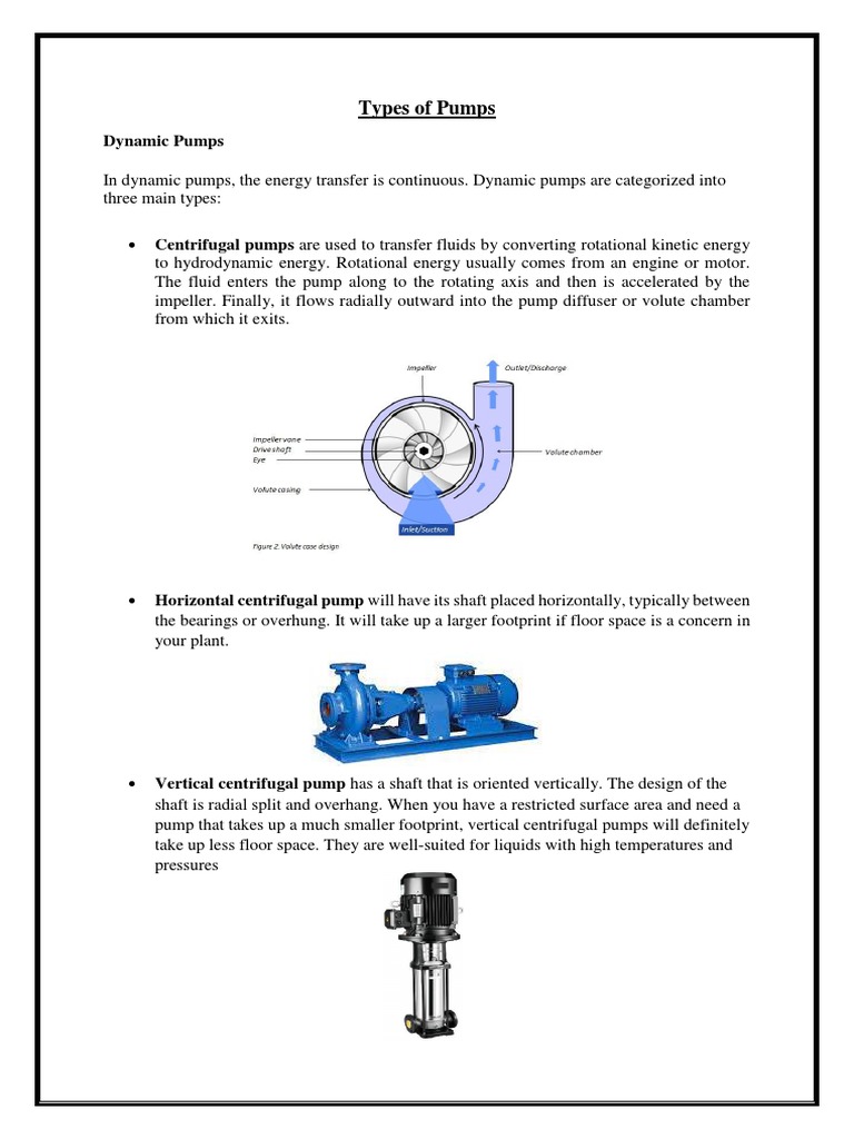 Types of Pumps | PDF | Pump | Horsepower