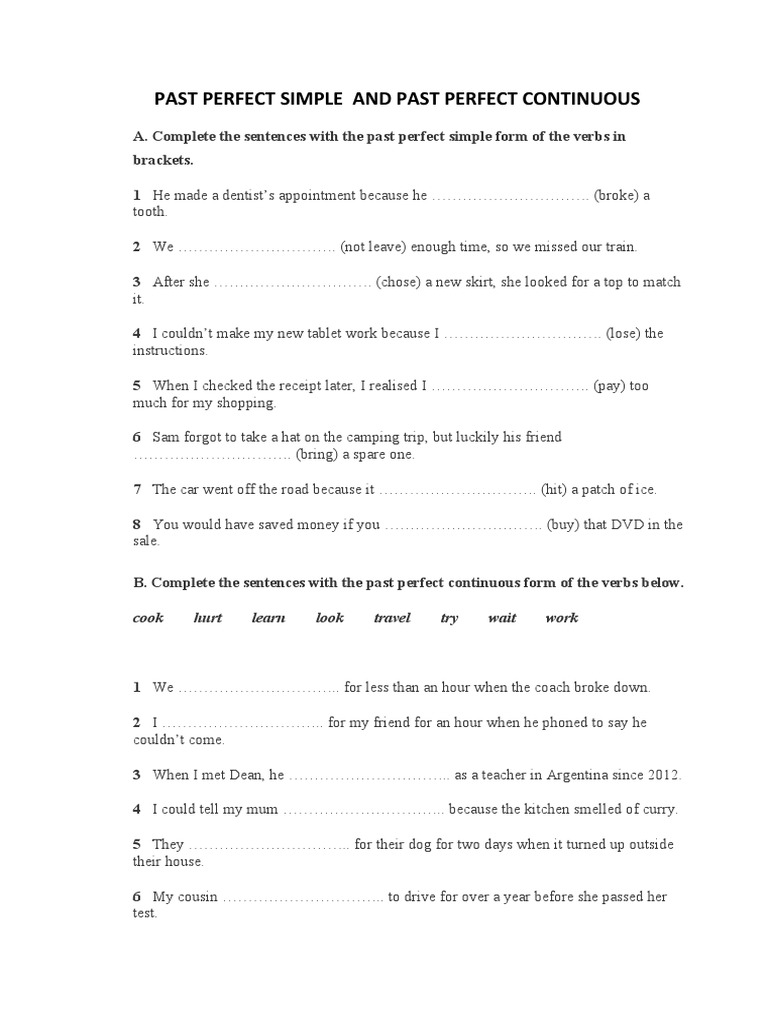 Past Perfect Simple and Past Perfect Continuous | PDF