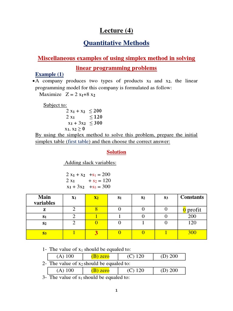 Quantitative Methods: Lecture | PDF | Linear Programming | Applied Mathematics