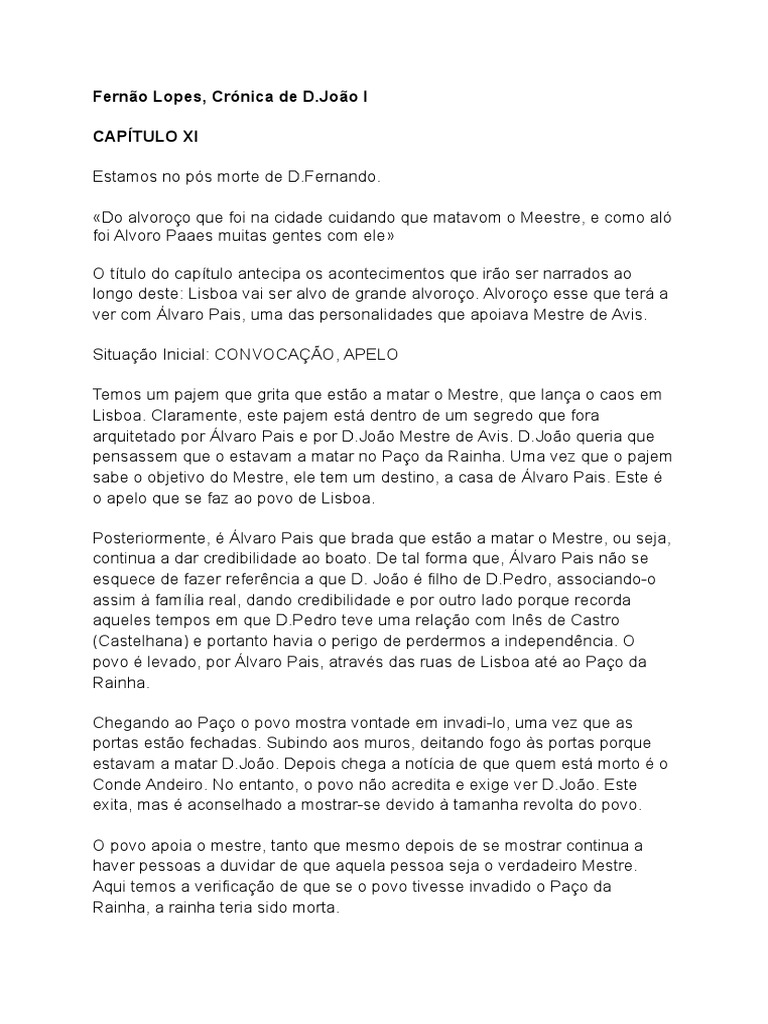 Crónica de D.João I - Capítulo XI | PDF