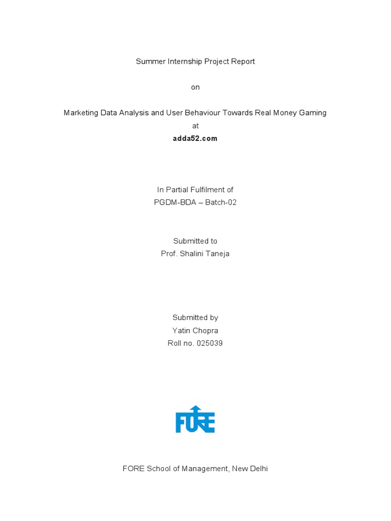 025039-Summer Internship Project Report | PDF | Sampling (Statistics) | Analytics