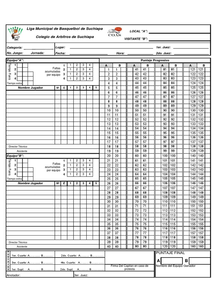 Hoja de Anotacion Arbitros | PDF