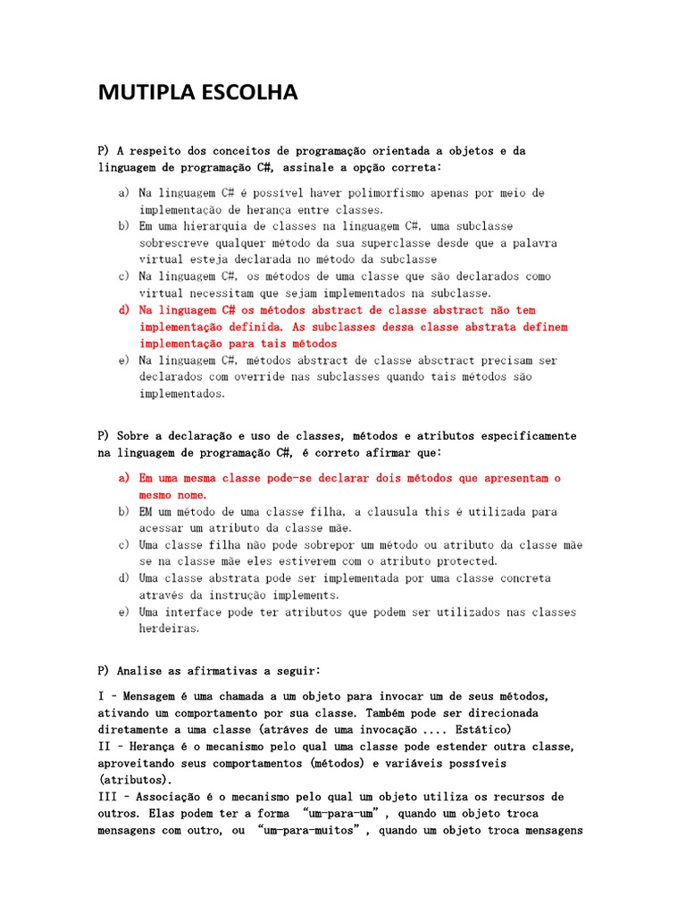 Conceitos Fundamentais De Programação Orientada A Objetos E Linguagem C Pdf Classe