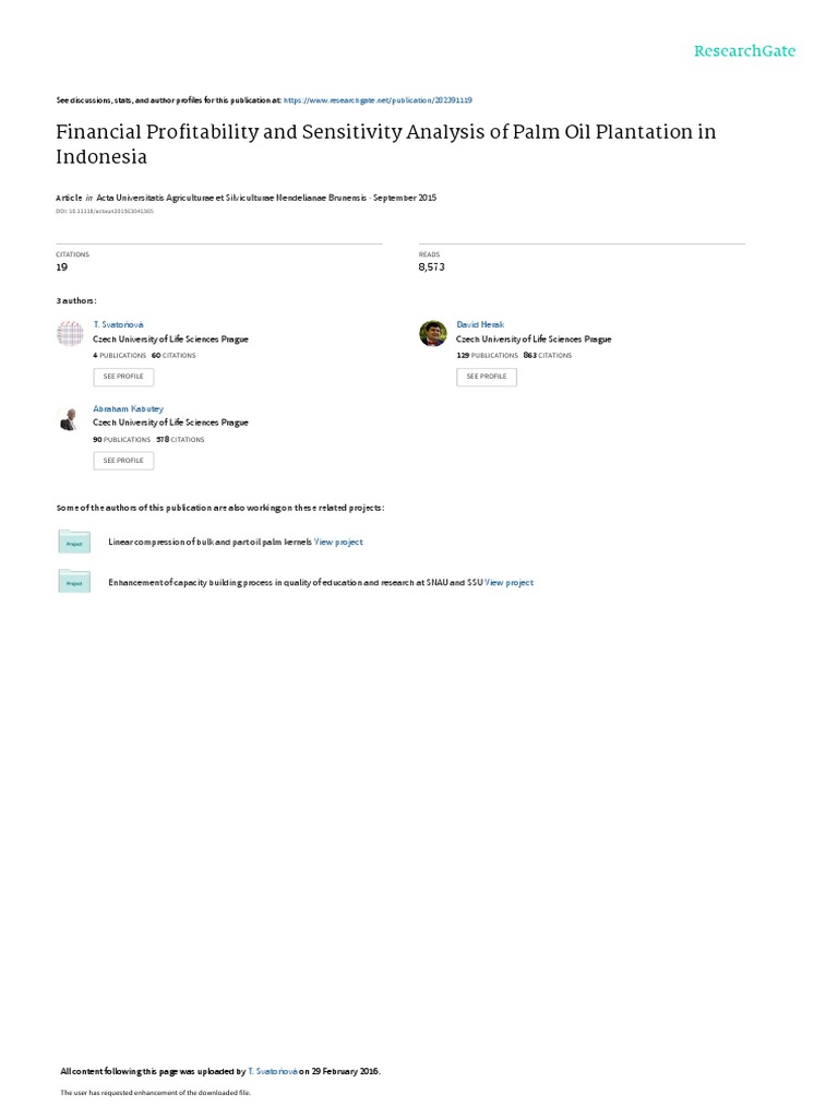 Financial Profitability and Sensitivity Analysis o | Download Free PDF | Net Present Value ...