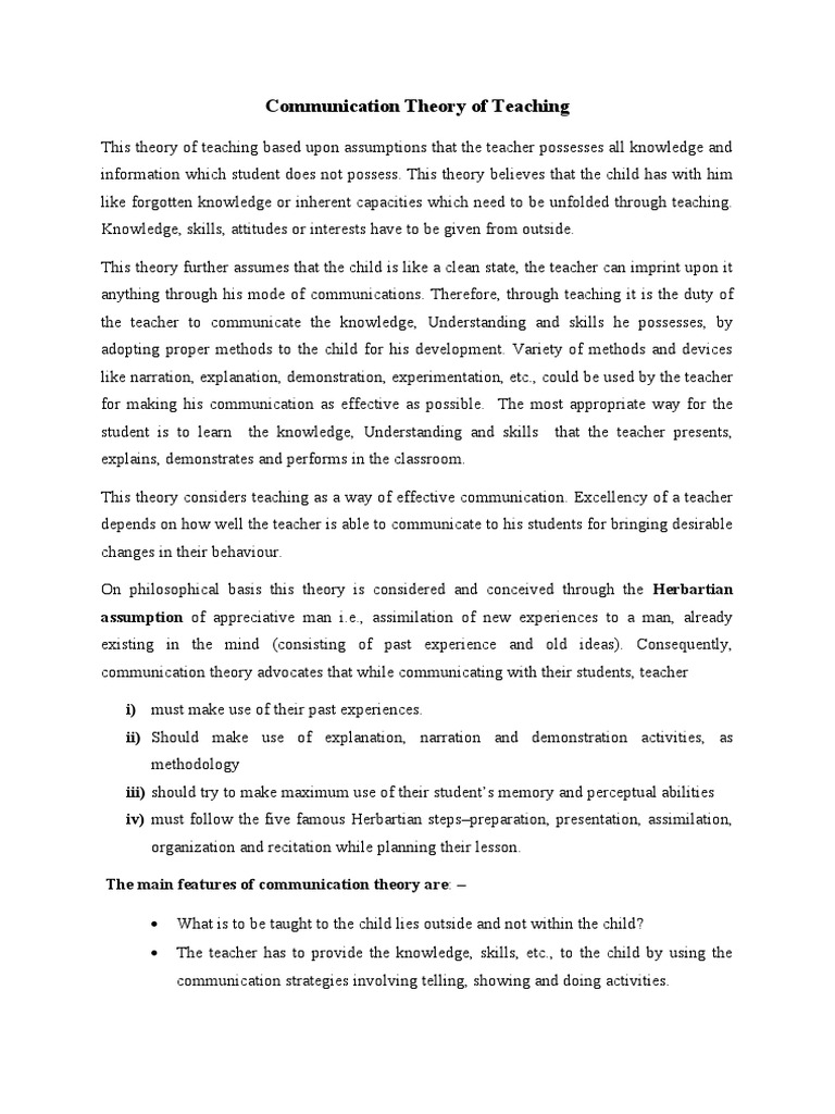 Communication Theory in Teaching | PDF | Career & Growth | Wellness