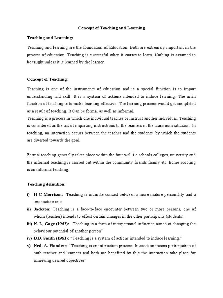 Concept of Teaching and Learning | PDF | Learning | Experience