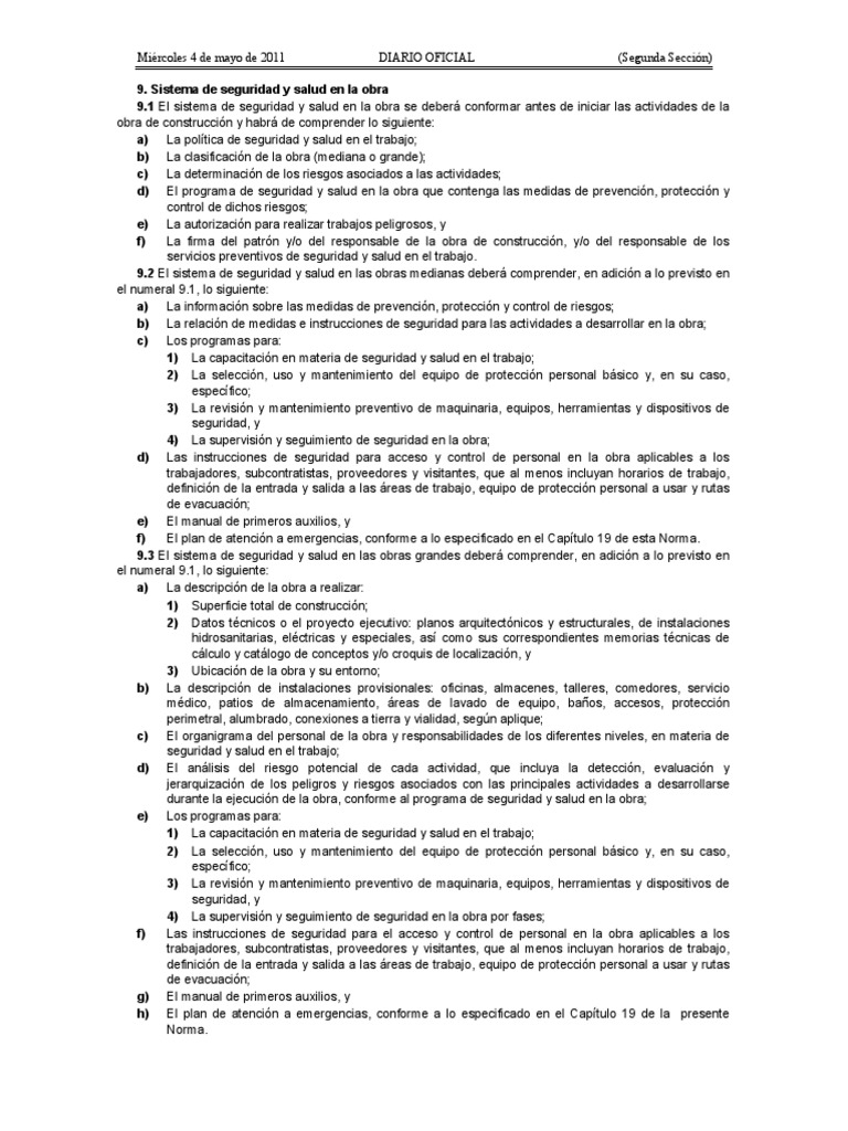 Nom-031 Tabla 5 | PDF