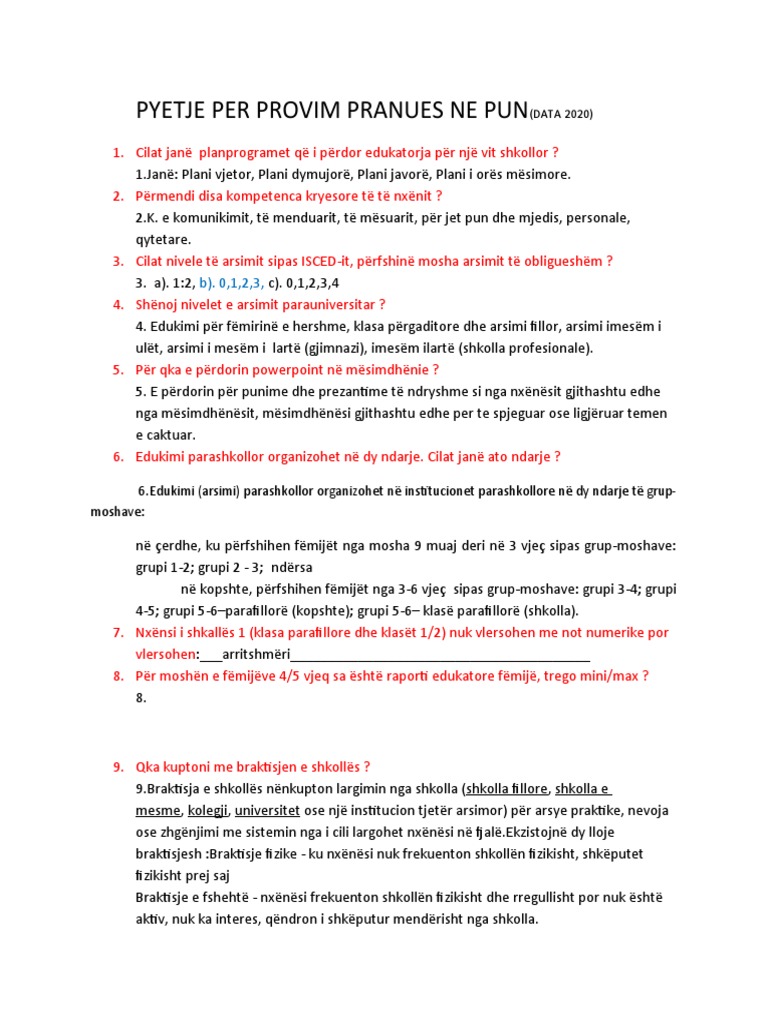 Pyetje Pergjigjie | PDF