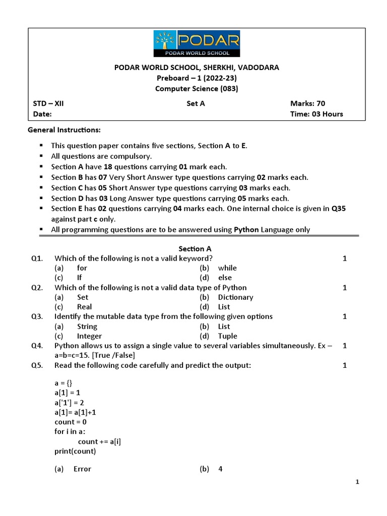 Xii Preboard1 QP Set A | PDF | Computer Network | World Wide Web