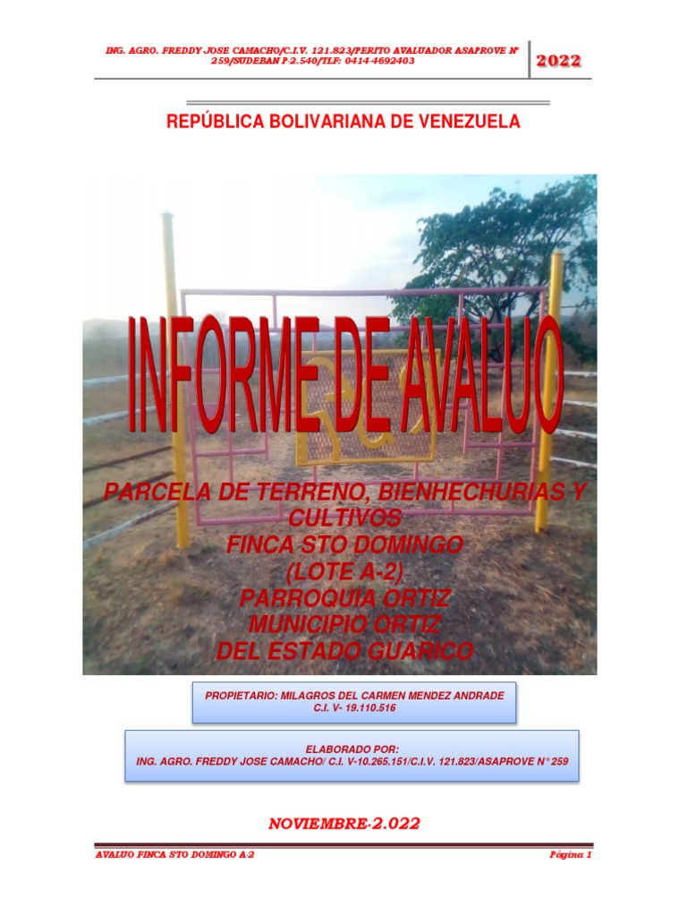 Avaluo Finca Sto Domingo, Nov-22 | PDF | Depreciación