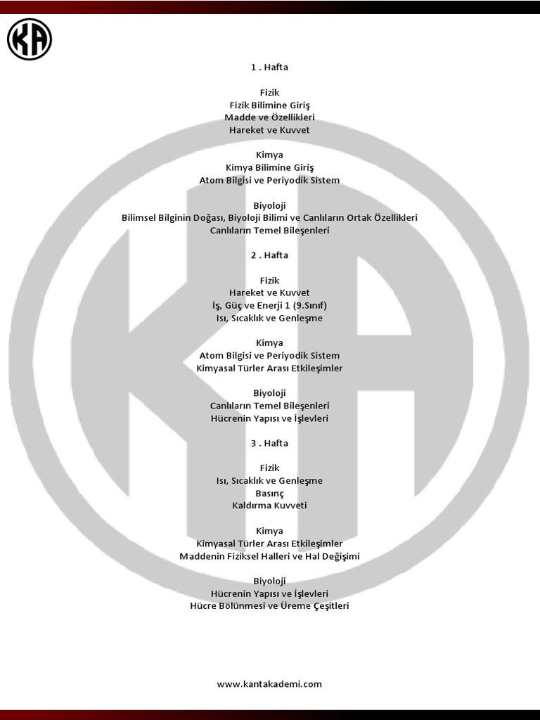 8 Hafta 6 Gün 4,5 Saat | PDF