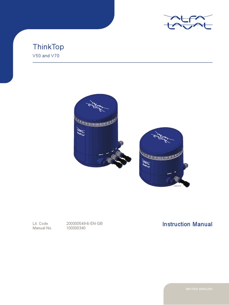 Alfa Laval Thinktop v50 and v70 Instruction Manual | PDF | Valve ... Alfa Laval Thinktop v50 and v70 Instruction Manual | PDF | Valve ...