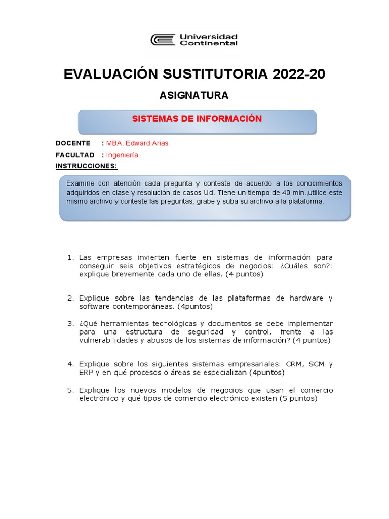 Consigna - Evaluación Sustitutoria | PDF