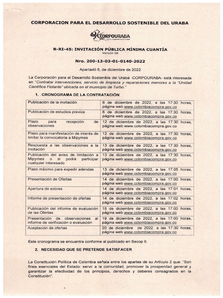 Inv. Pública MC-0140-2022 | PDF