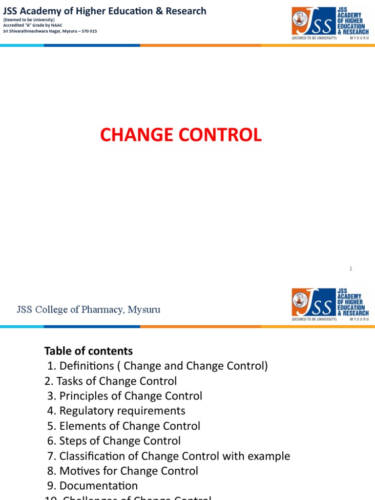 5 Change Control | PDF | Quality Assurance | Quality Management System
