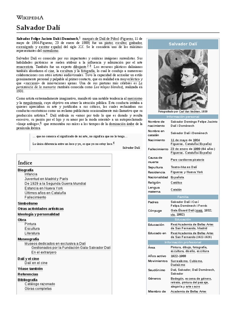 Bio Dali | PDF | Salvador Dalí