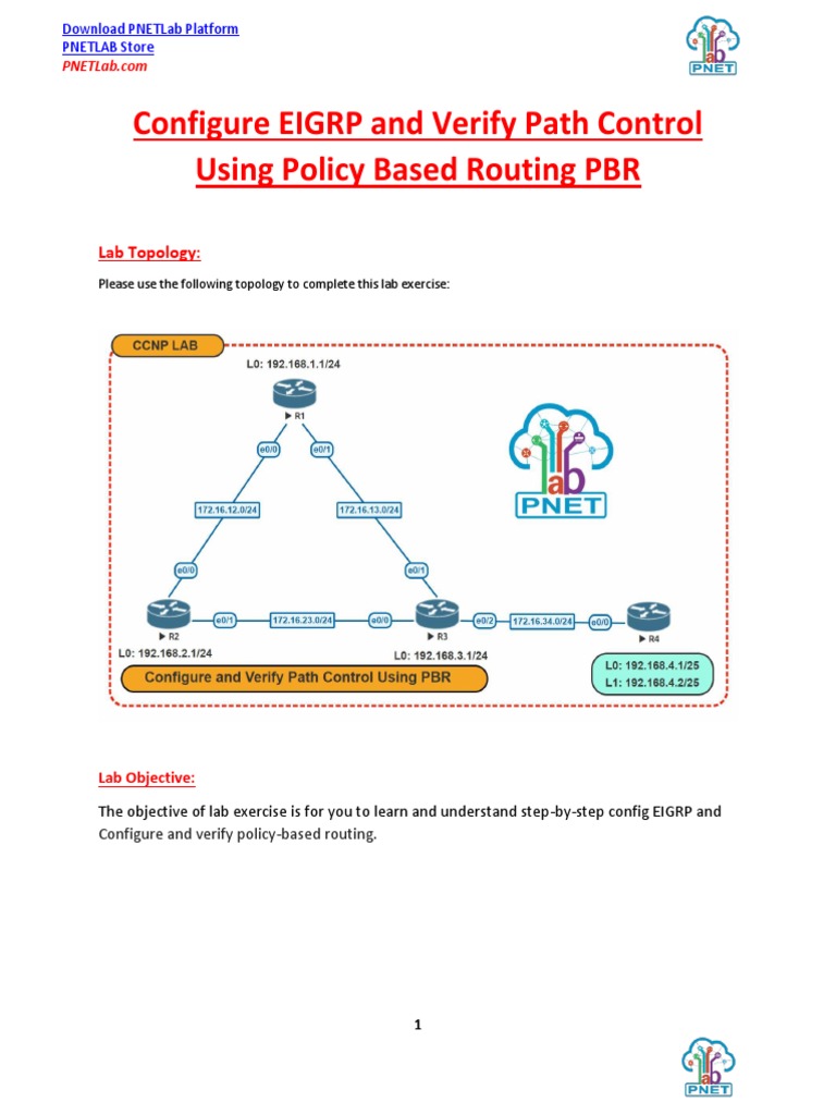 Configure EIGRP and Verify Path Control Using Policy Based Routing PBR | Download Free PDF ...