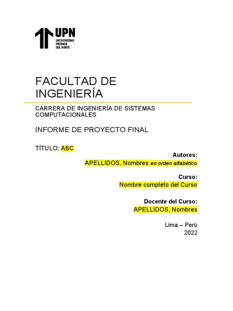 ISC-Formato Informe Proyecto Fin de Curso | PDF | Software | Entorno de desarrollo integrado