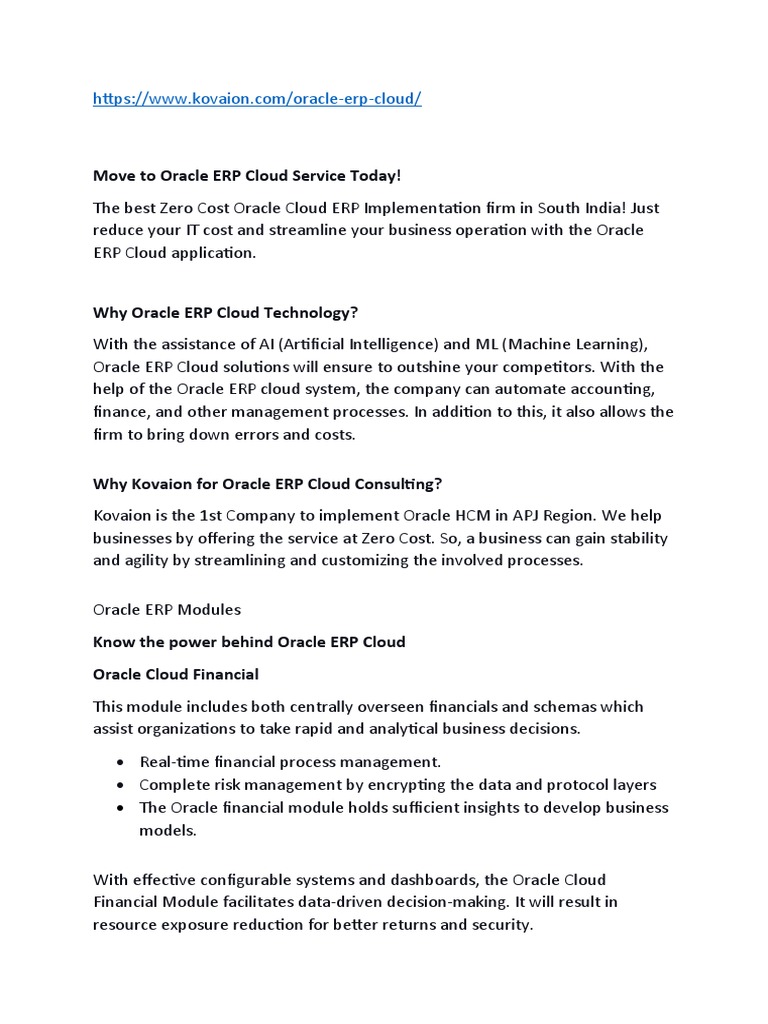 Oracle ERP Cloud Services | PDF | Enterprise Resource Planning | Cloud Computing