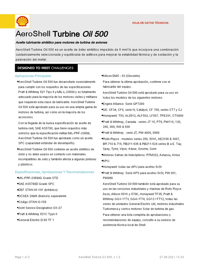 AeroShell Turbine Oil 500 | PDF