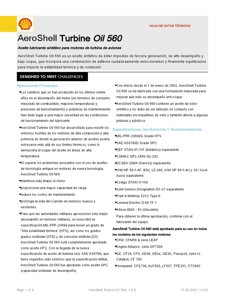 AeroShell Turbine Oil 560 | PDF | Lubricante