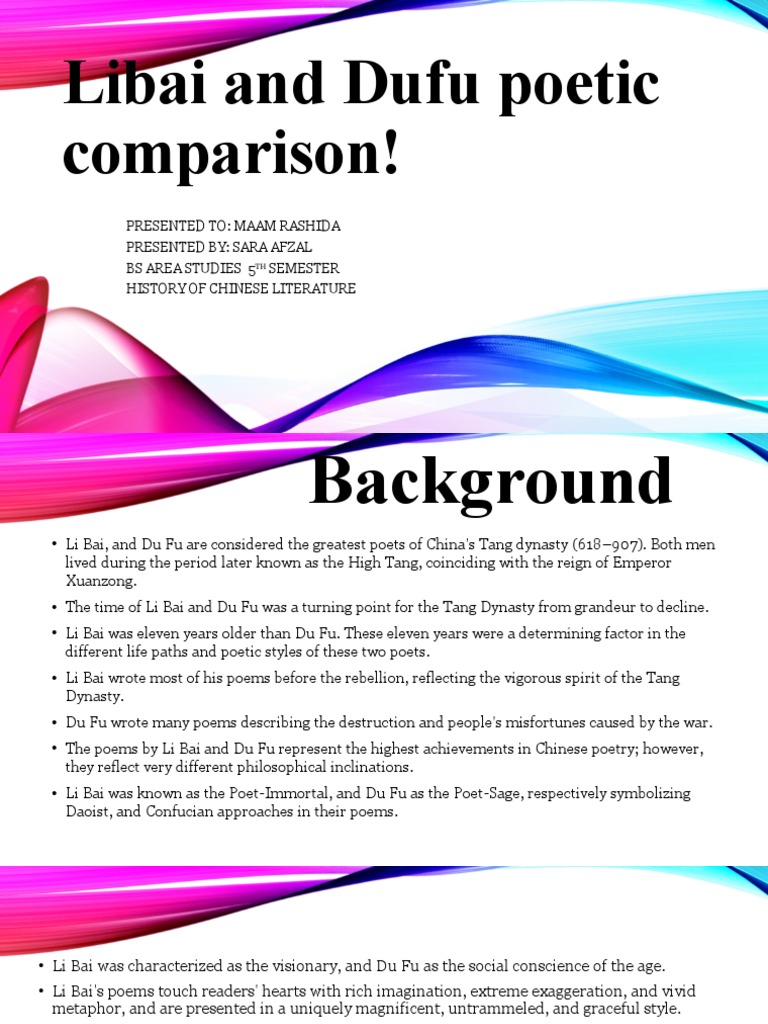 Libai and Dufu Poetic Comparison! | PDF | Poetry | Chinese Literature